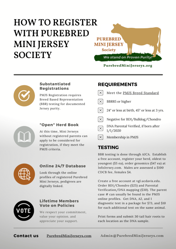 Registration Requirements - Purebred Mini Jersey Society